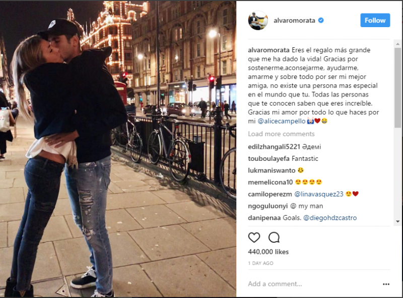 (Image): Alvaro Morata reveals how much support he's received from his ...