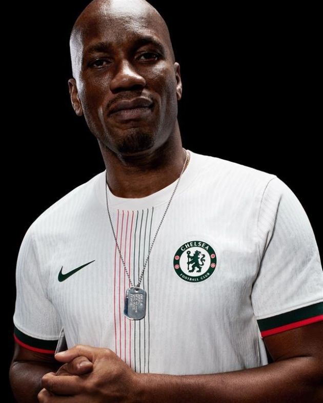 Didier Drogba spotted in the new Chelsea away kit this week